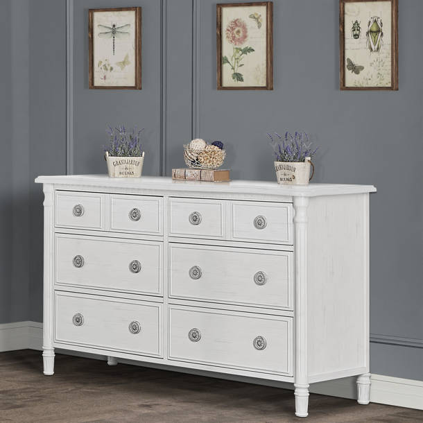 Evolur Julienne 54'' Wide 6 - Drawer Solid Wood Double Dresser & Reviews | Wayfair
